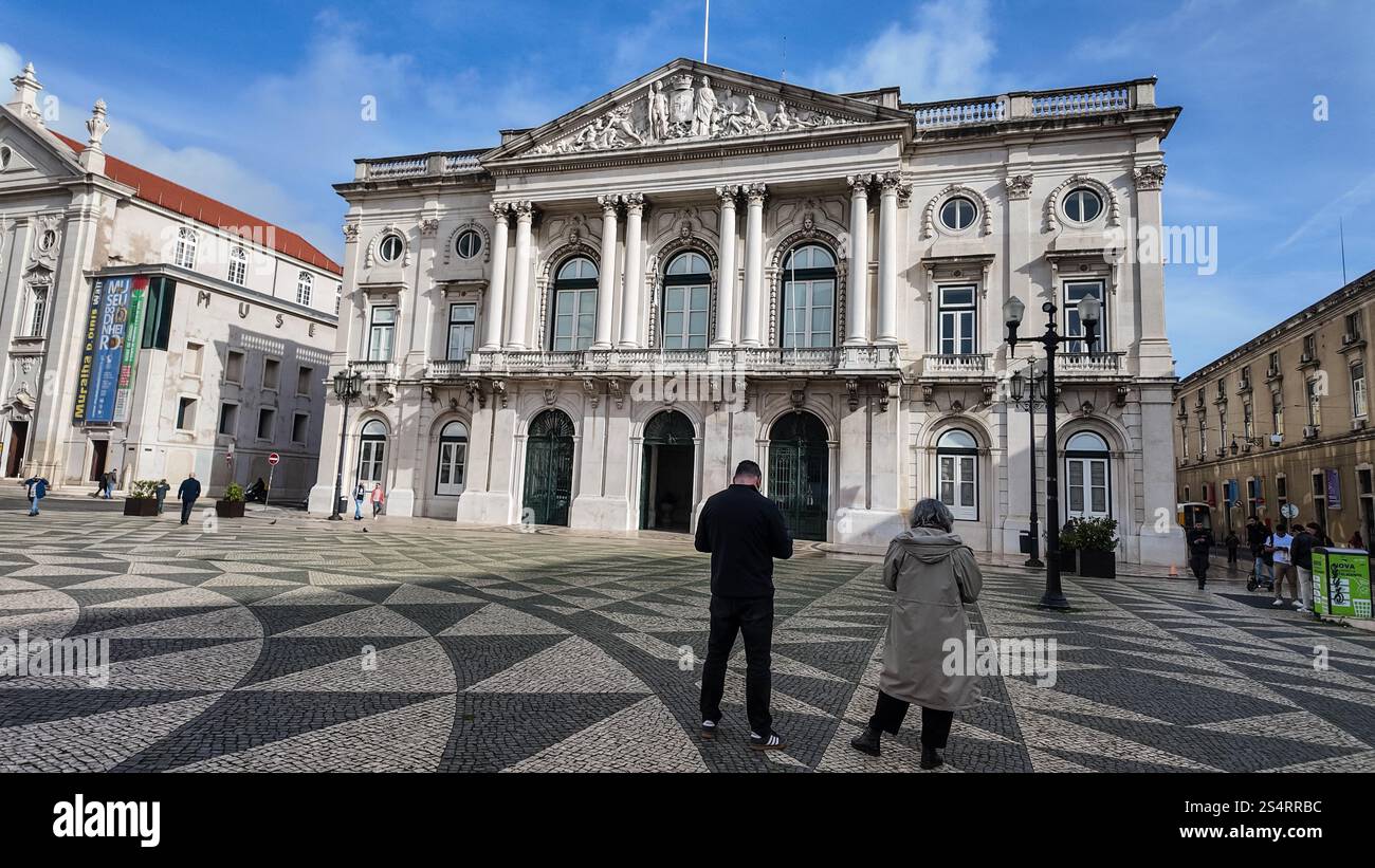 Exterior of Lisbon City Hall, neoclassical façade with grand columns ...