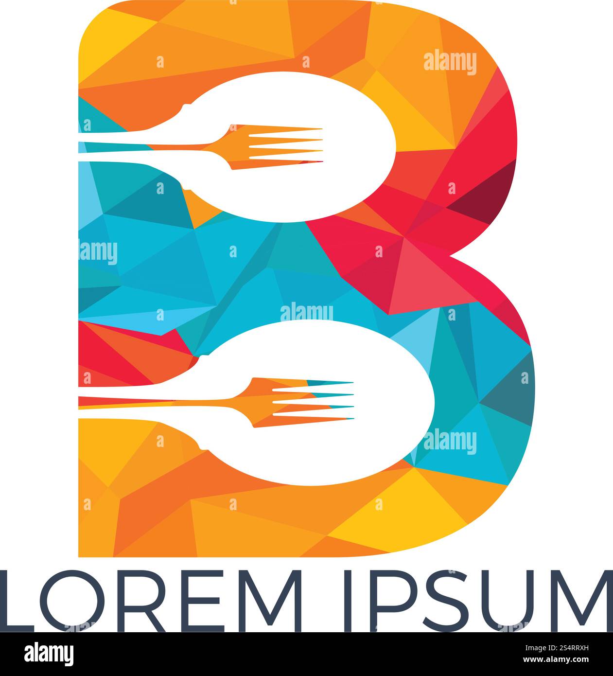 Letter B food logo vector illustration template. Spoon with letter B ...