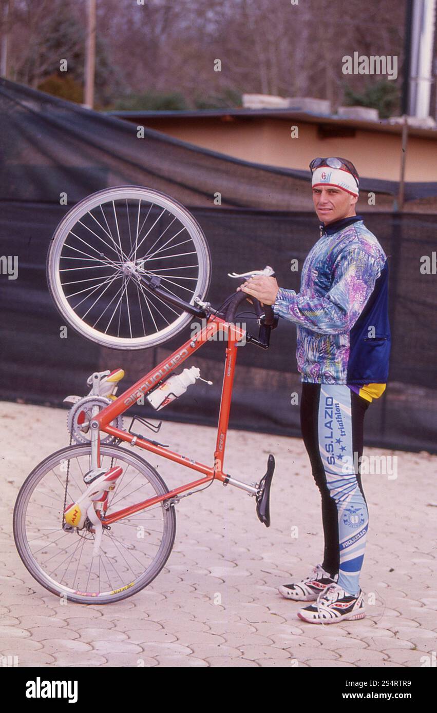 Italian triathlon athlete Cristiano Corsini, Italy 1990s Stock Photo ...