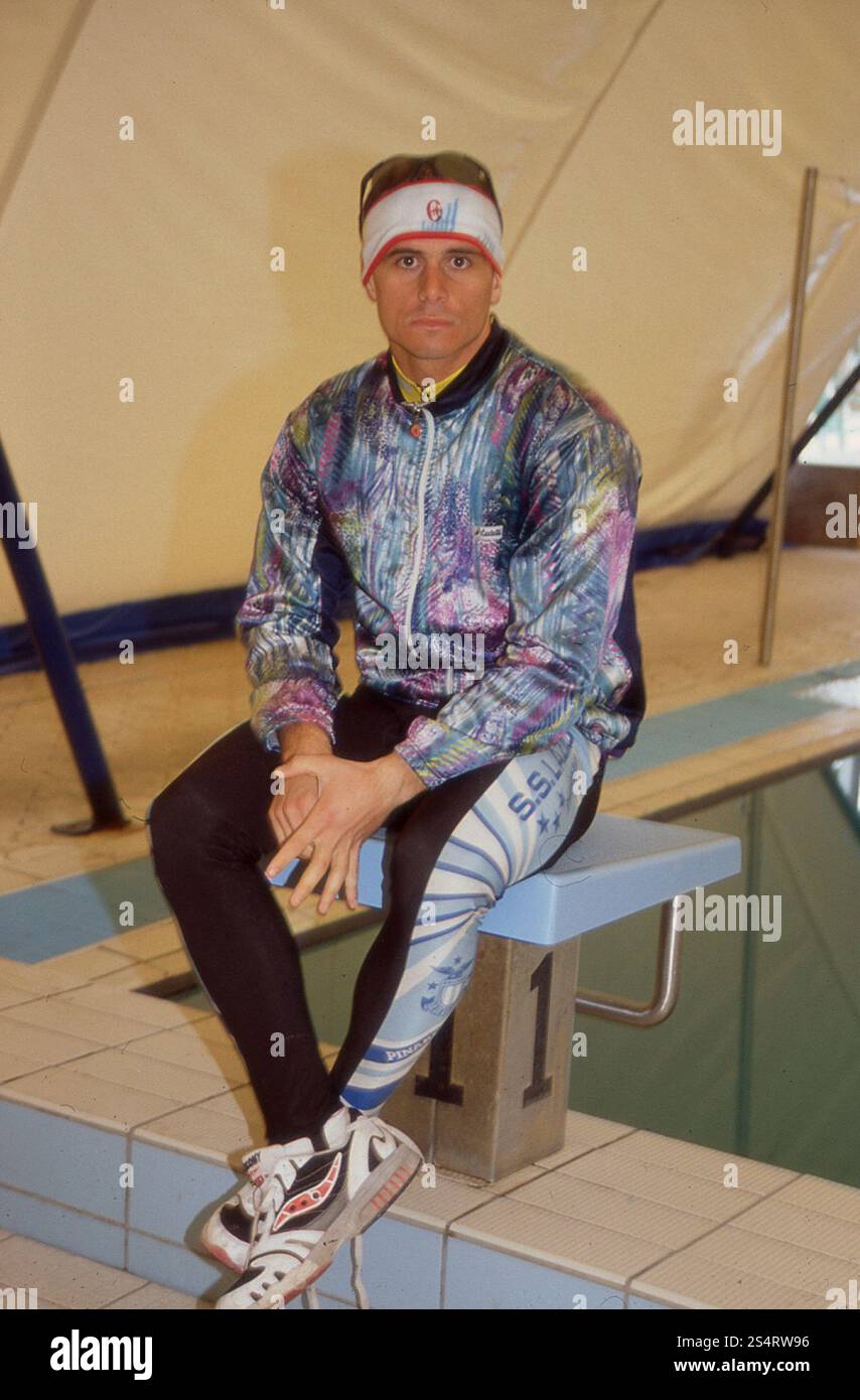 Italian triathlon athlete Cristiano Corsini, Italy 1990s Stock Photo ...