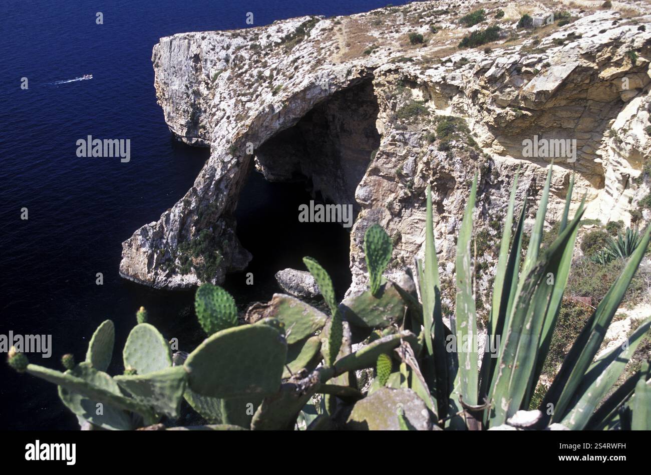 The Ghar Hasan Cave at the eastcoast of Malta in Europe. EUROPE MALTA ...