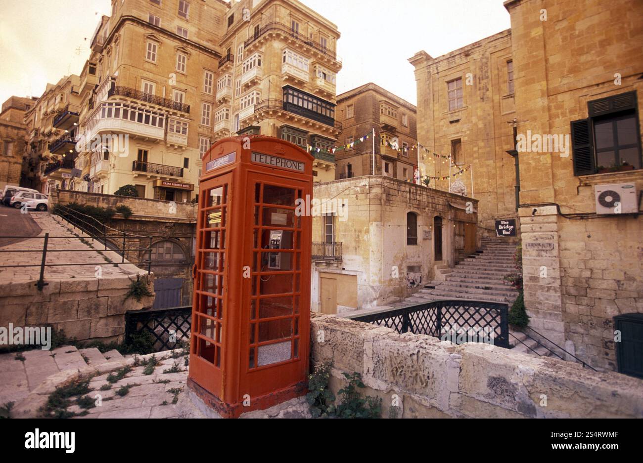 Brithish Telephone Cabin in the old Town of Valletta on Malta in Europe ...