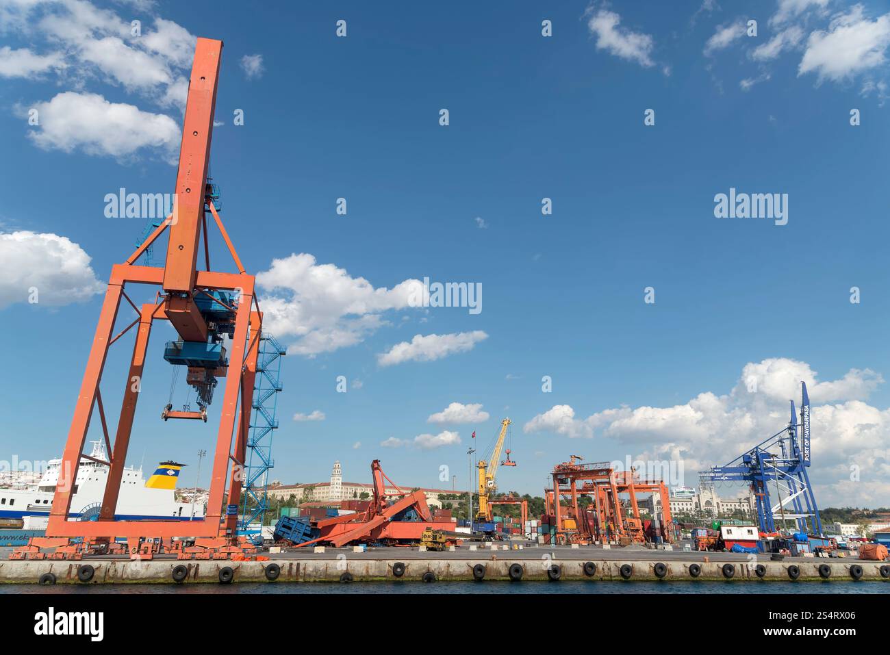 Istanbul, Turkey - September 6, 2016: Cranes collapsed after the hard ...
