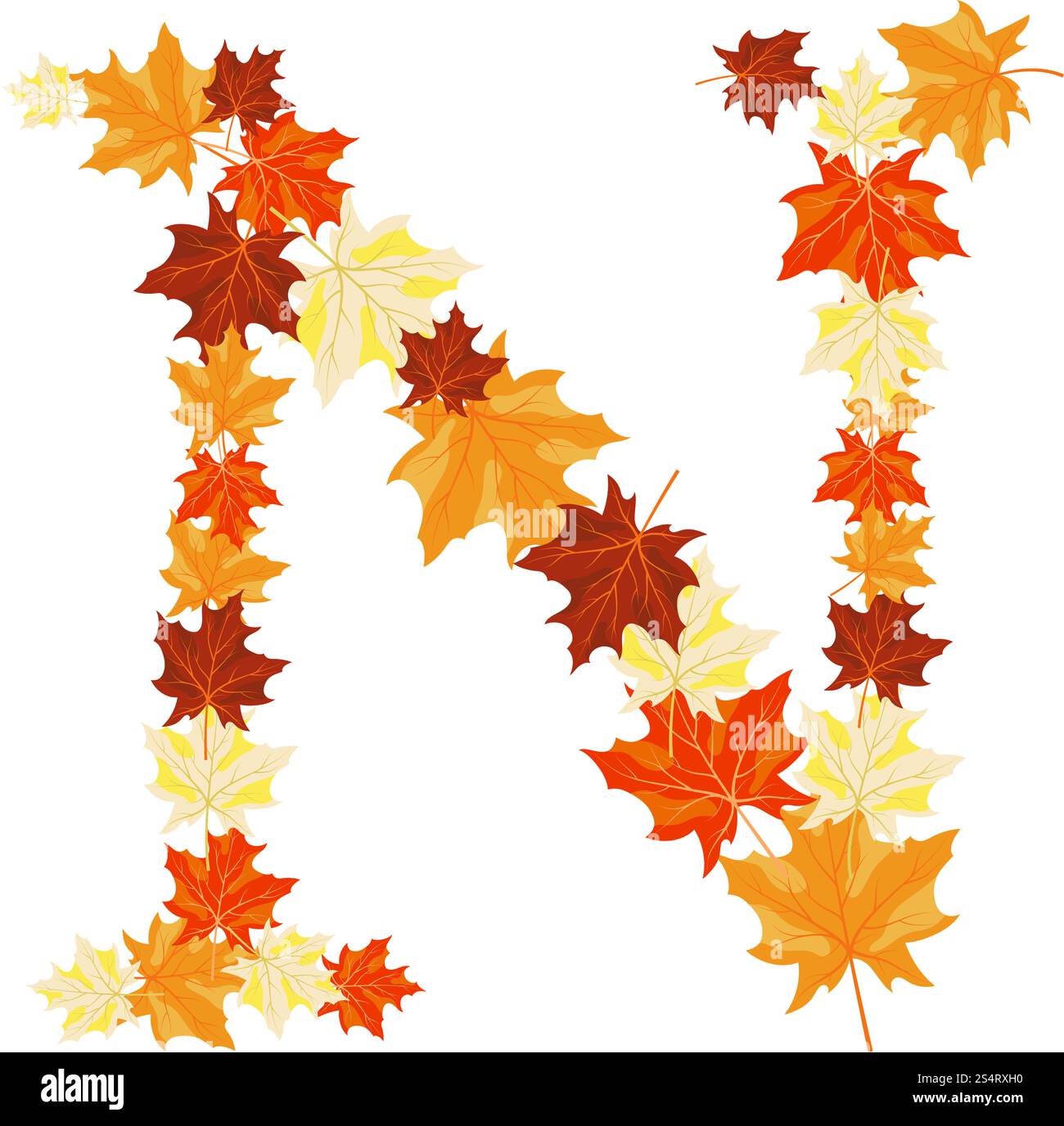 Autumn Maples Leaves Letter. Golden Fall Design. Vector illustration ...
