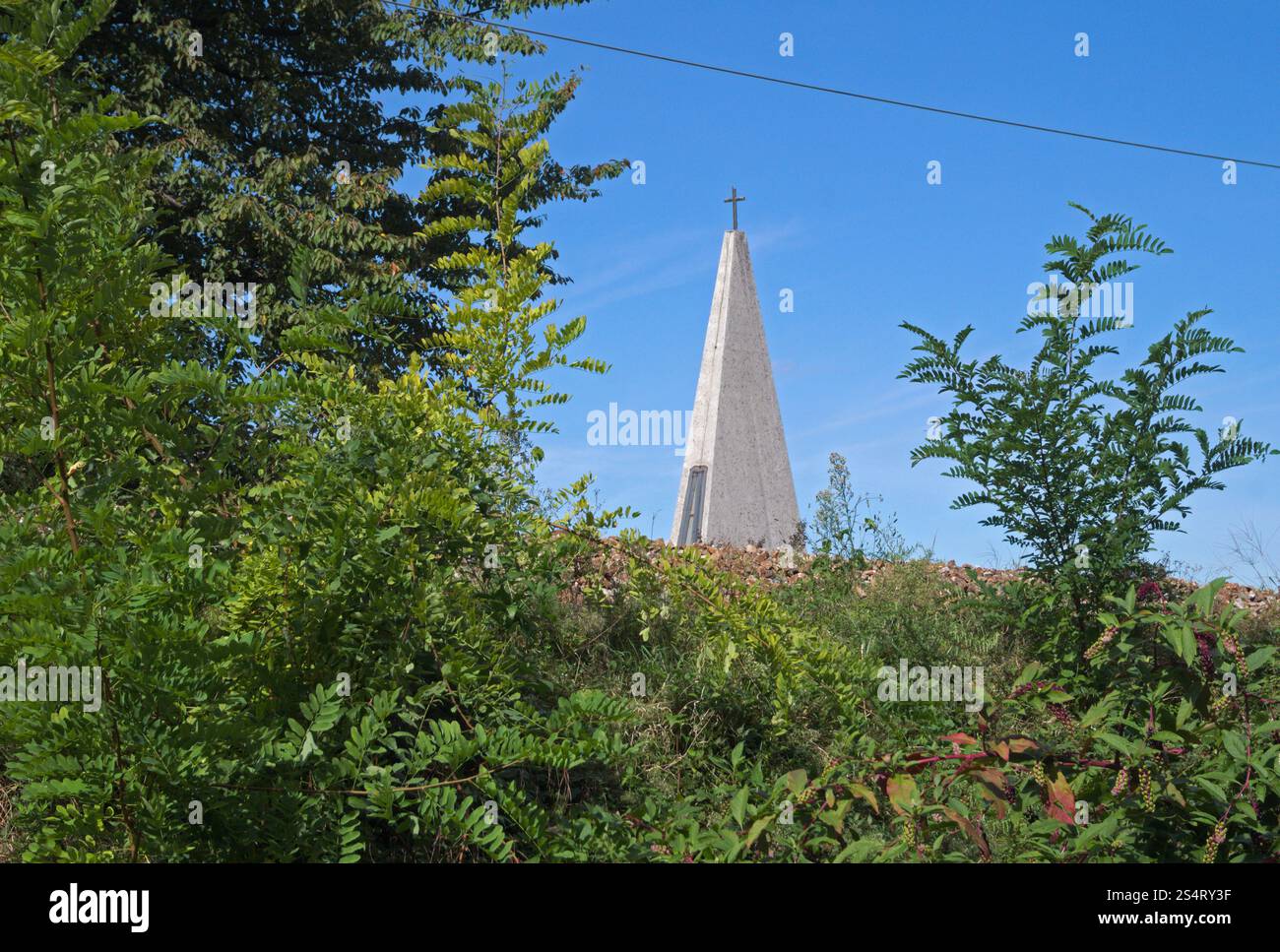 a modern bell tower of a roman catholic church in Italy Stock Photo - Alamy