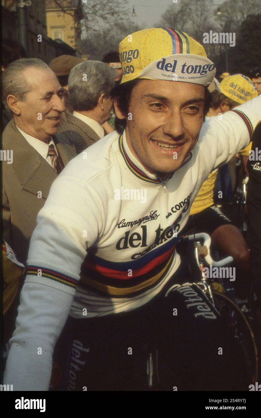 Italian road bicycle racers Giuseppe Saronni, 1980s Stock Photo - Alamy