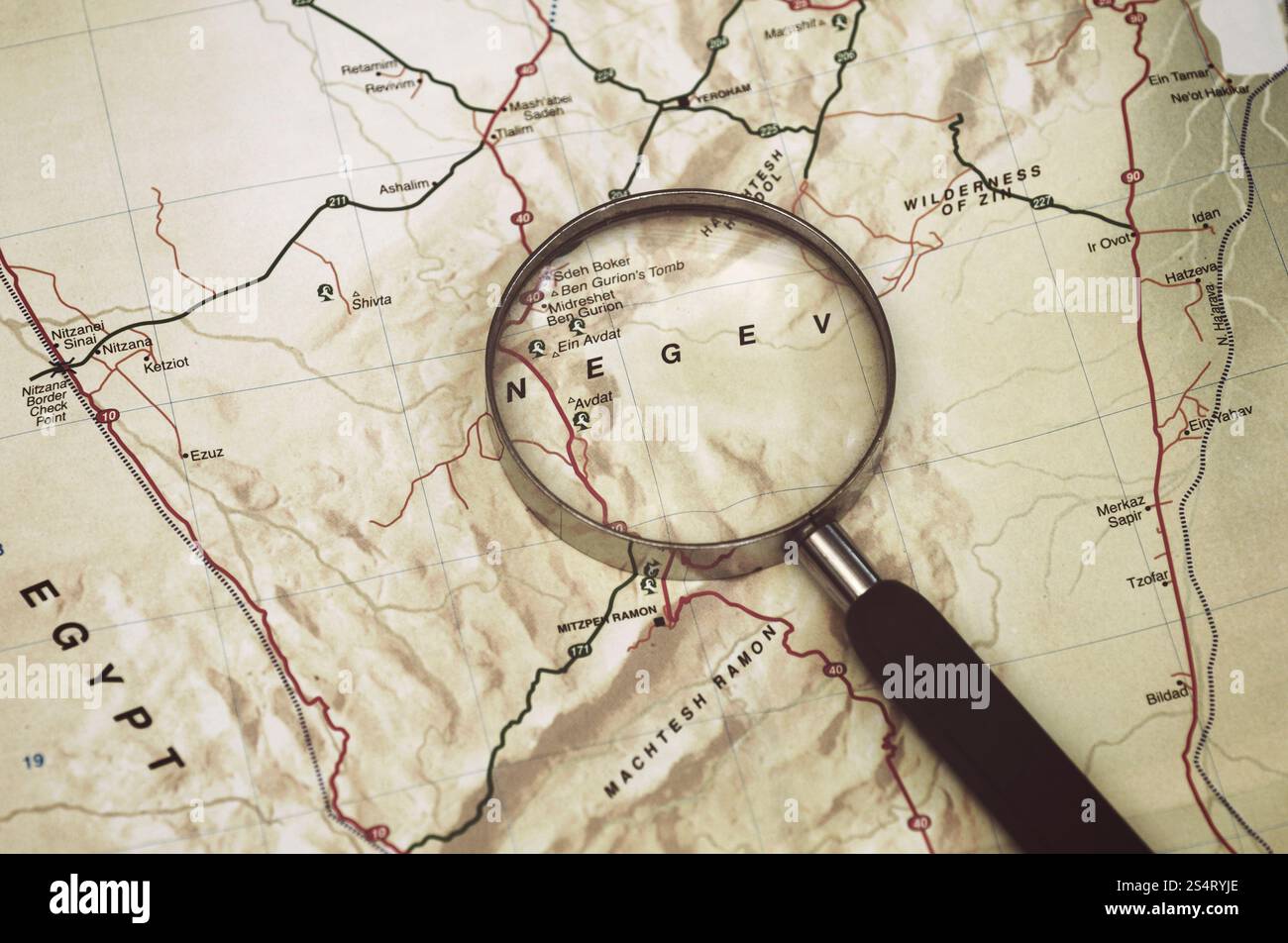 magnifying glass on Israel map (Negev Stock Photo - Alamy