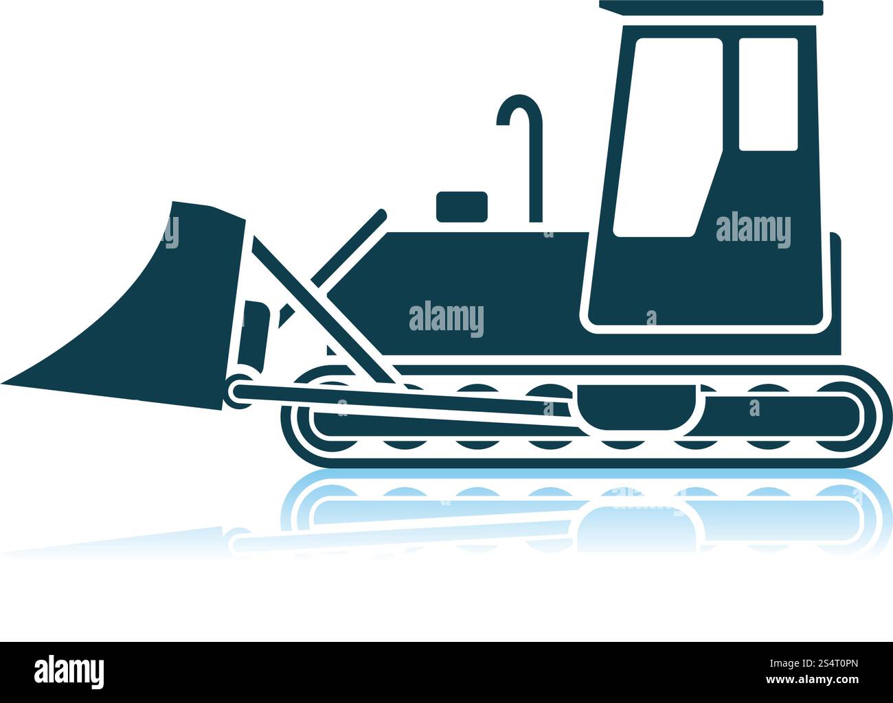 Icon Of Construction Bulldozer. Shadow Reflection Design. Vector ...