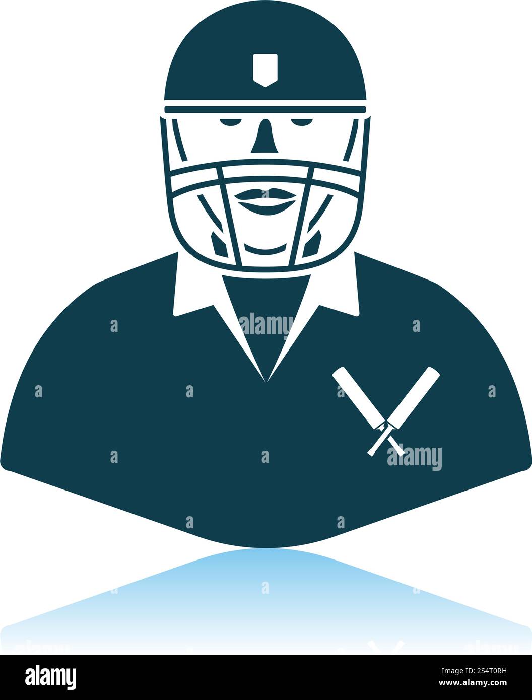 Cricket Player Icon. Shadow Reflection Design. Vector Illustration ...