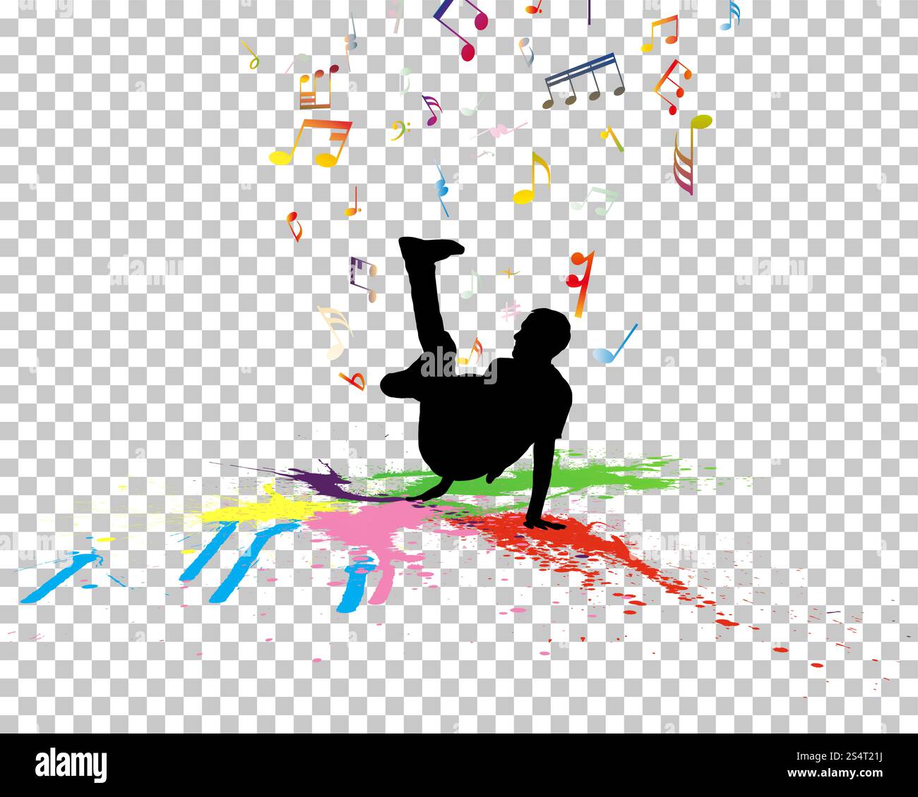 Dancer on a grunge background with notes. Vector illustration Stock ...