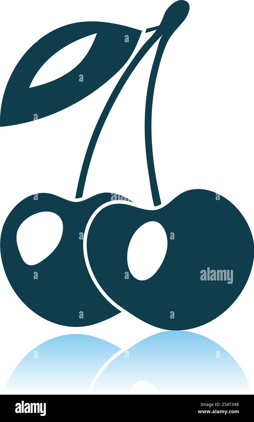 Icon Of Cherry. Shadow Reflection Design. Vector Illustration Stock ...
