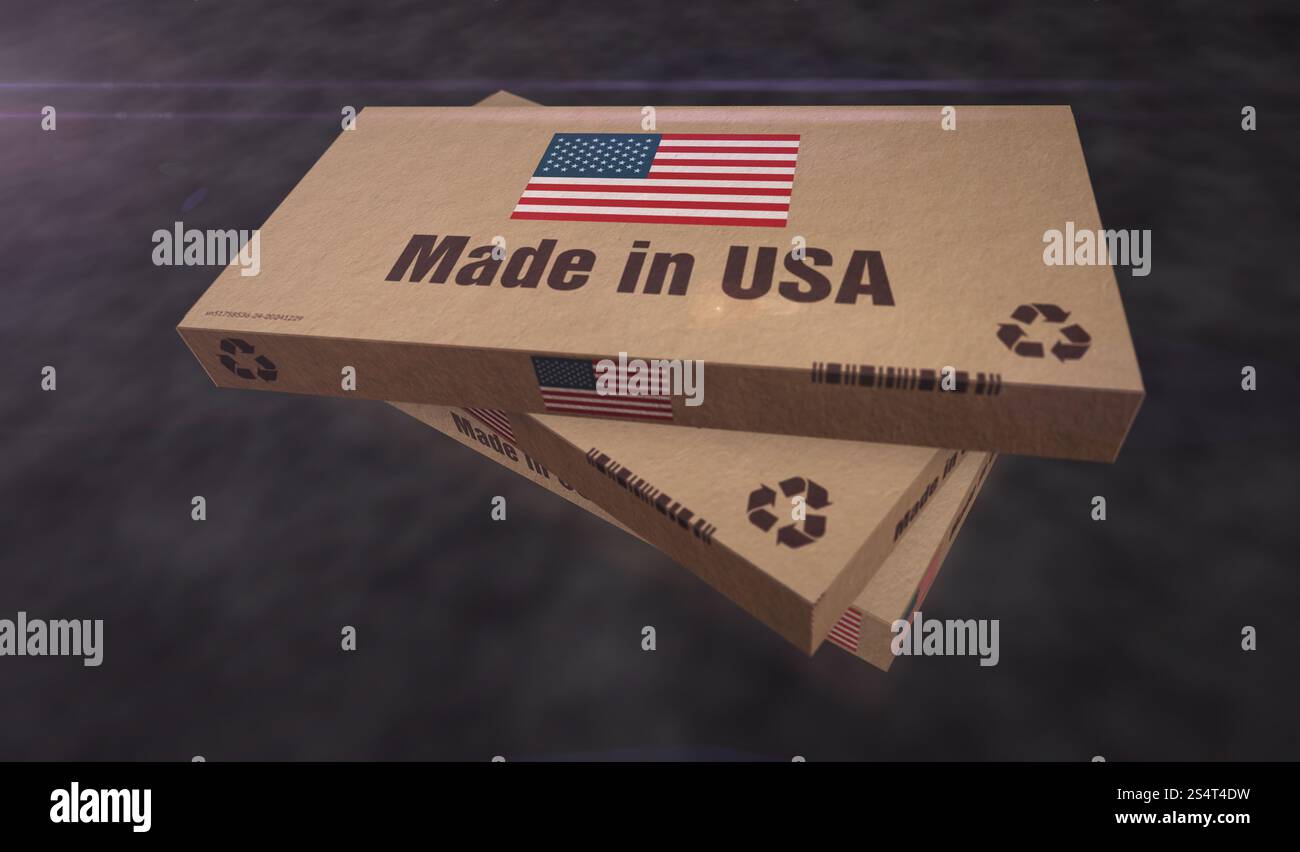 Made in USA box production line. Manufacturing and delivery. Product ...