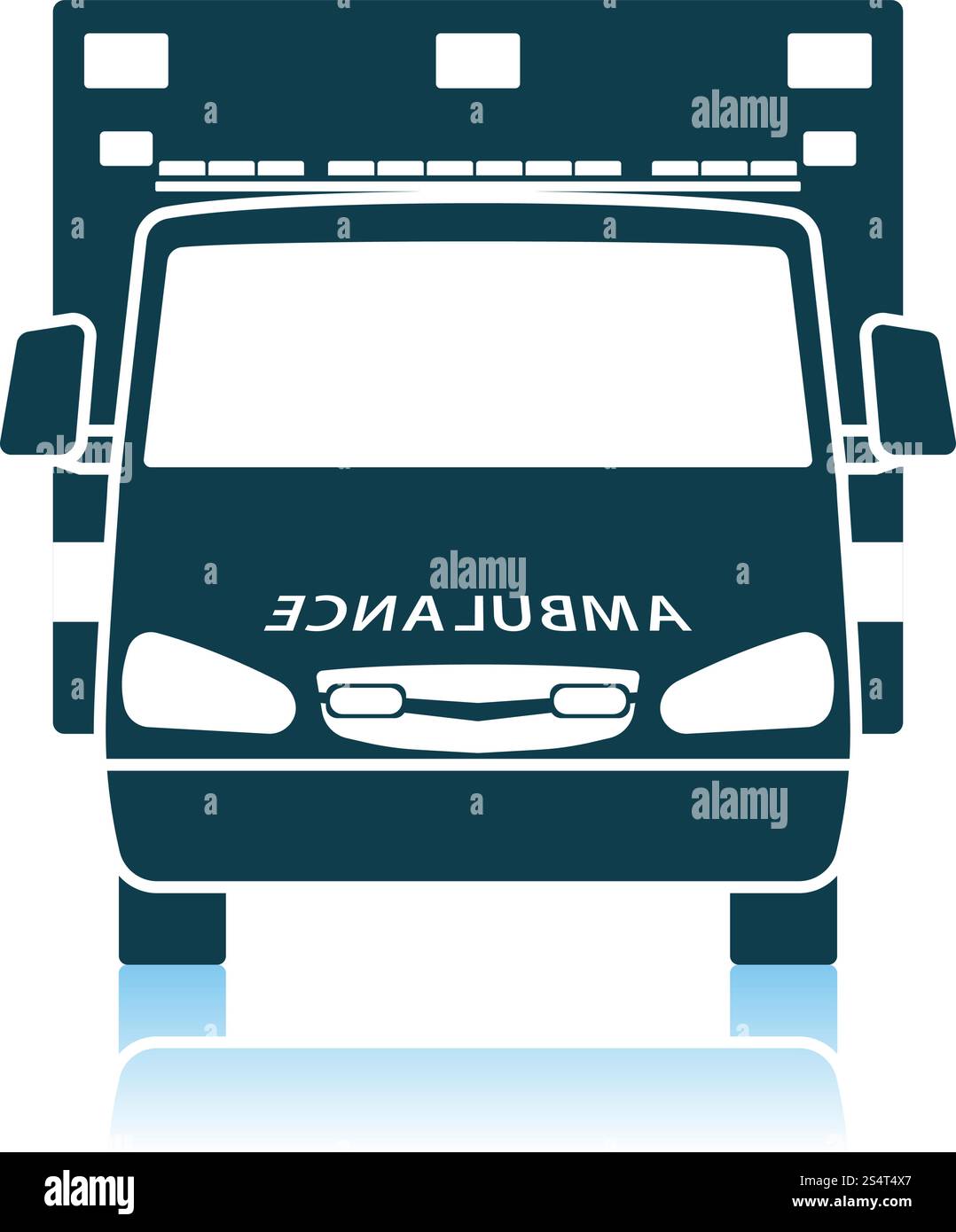 Ambulance Icon Front View. Shadow Reflection Design. Vector ...