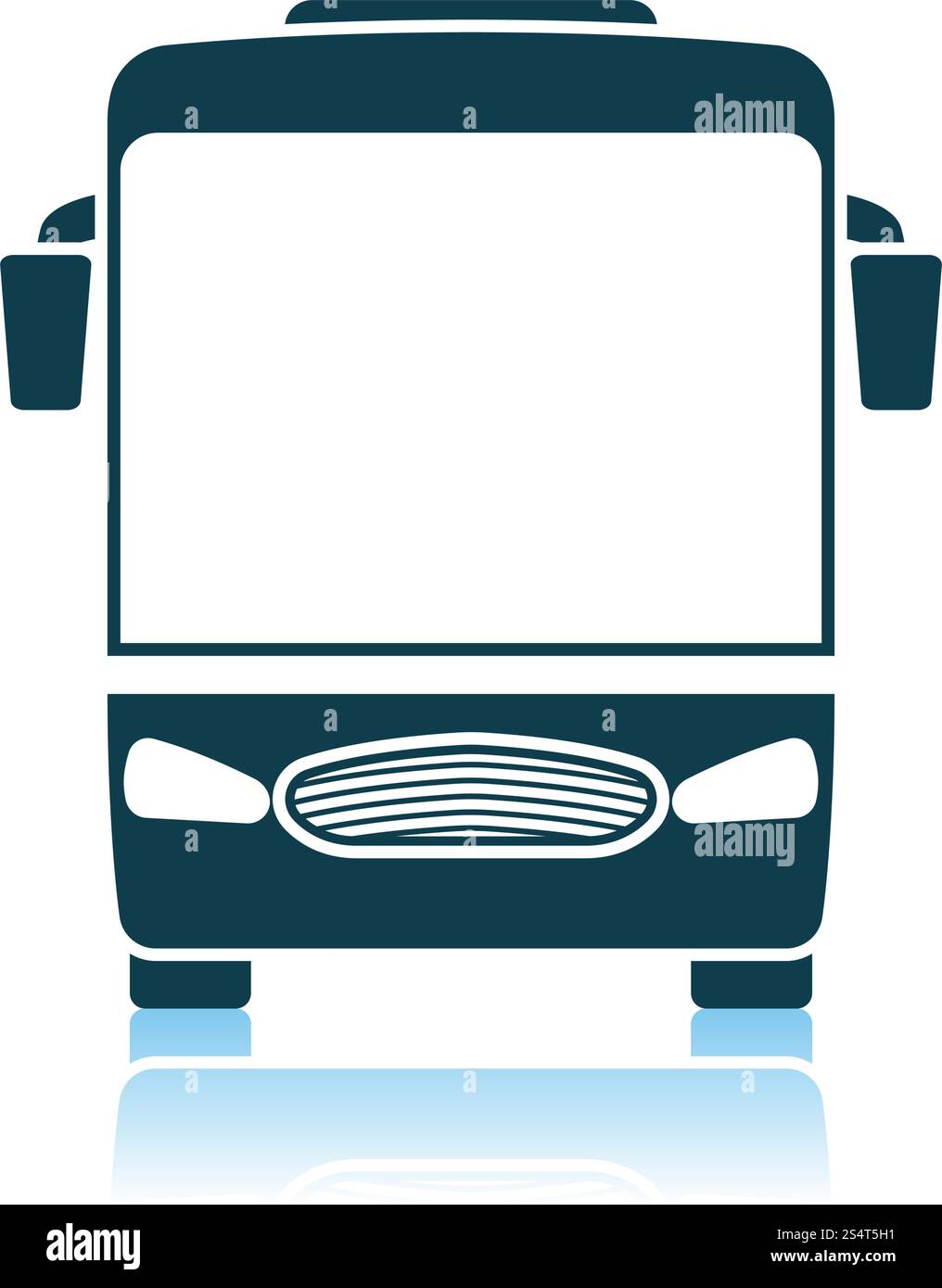 Tourist Bus Icon Front View. Shadow Reflection Design. Vector ...