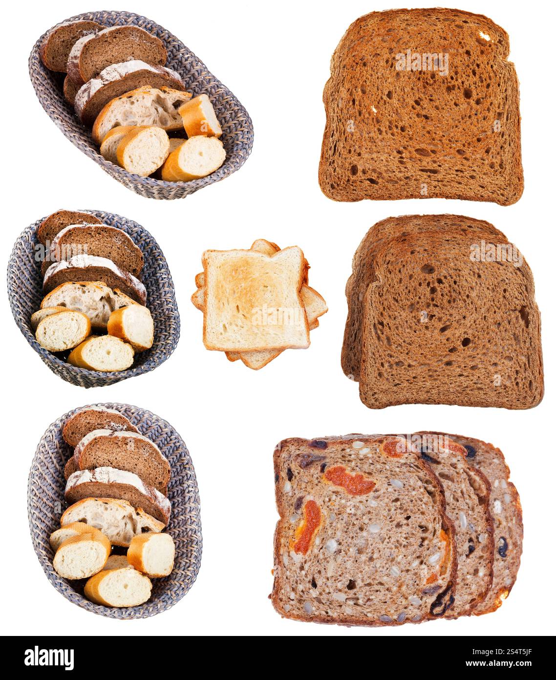 set of sliced bread isolated on white background Stock Photo - Alamy