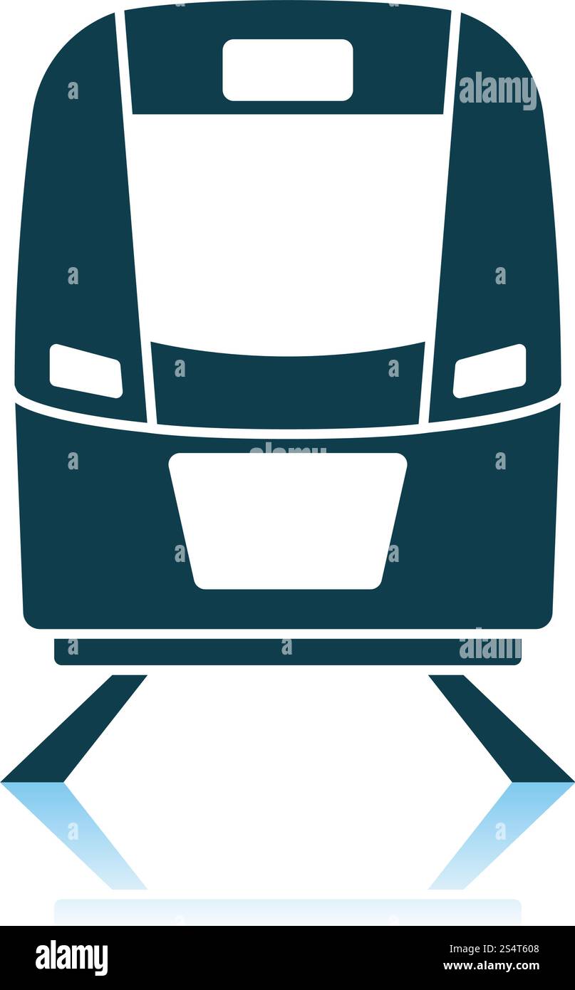 Train Icon Front View. Shadow Reflection Design. Vector Illustration ...