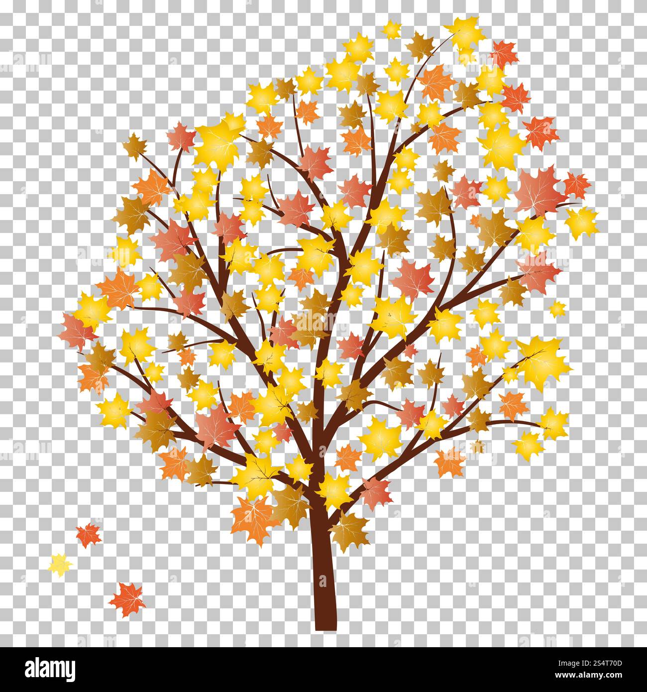 Autumn maples tree with falling leaves. Vector illustration Stock ...