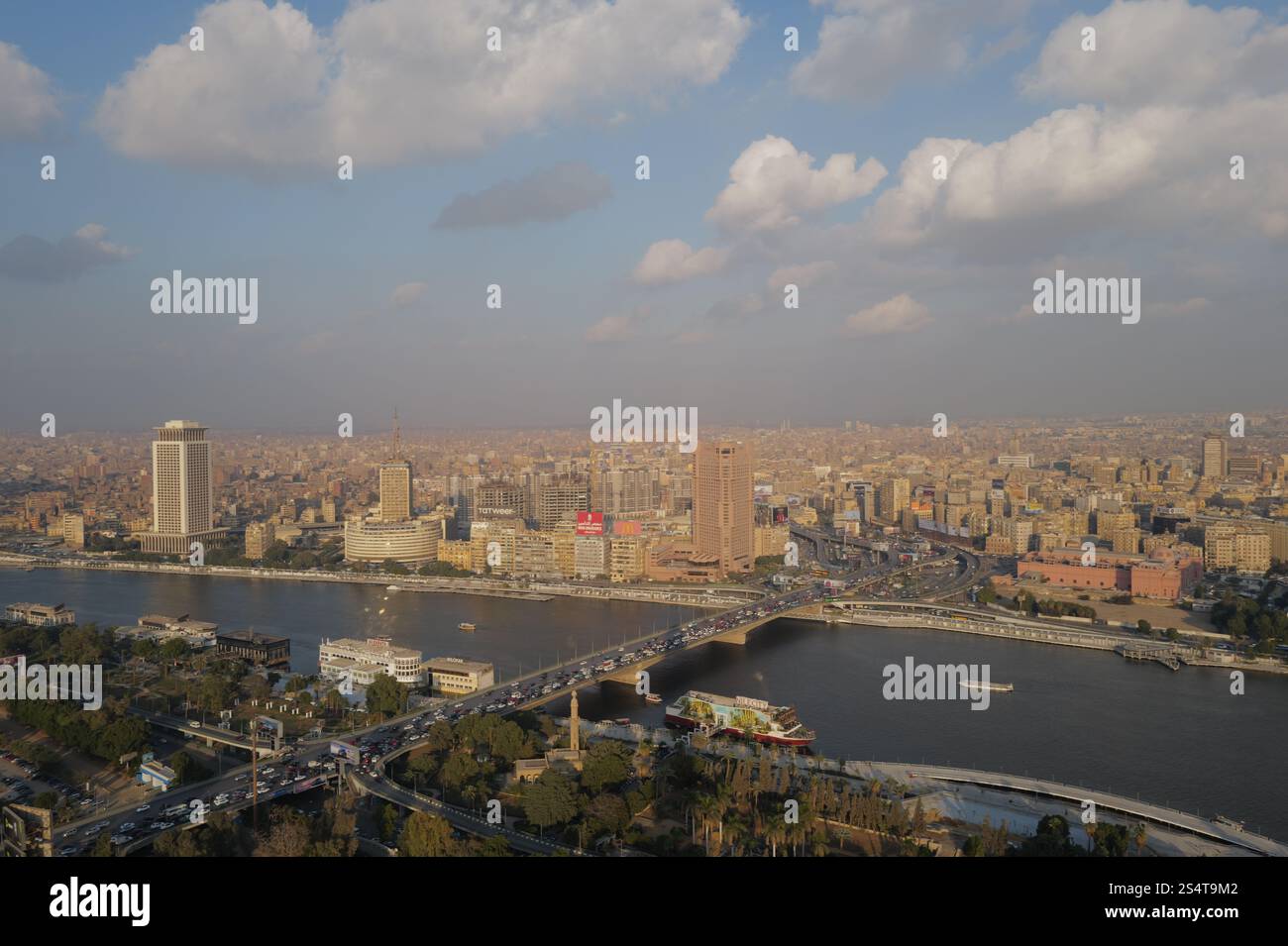 Central Cairo, Egypt (Cairo Tower, Gezira Island, Giza, Nile River ...
