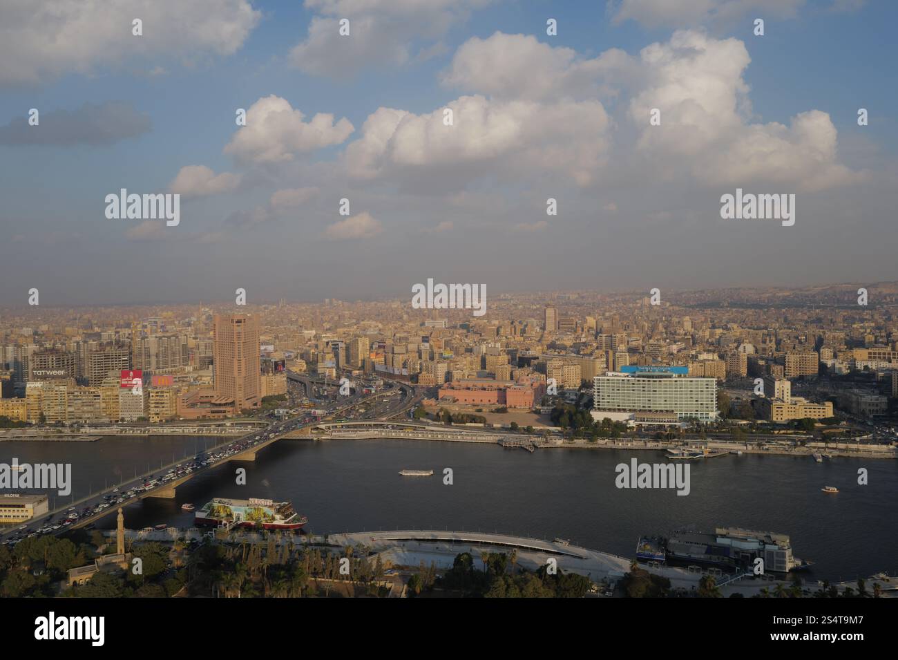 Central Cairo, Egypt (Cairo Tower, Gezira Island, Giza, Nile River ...