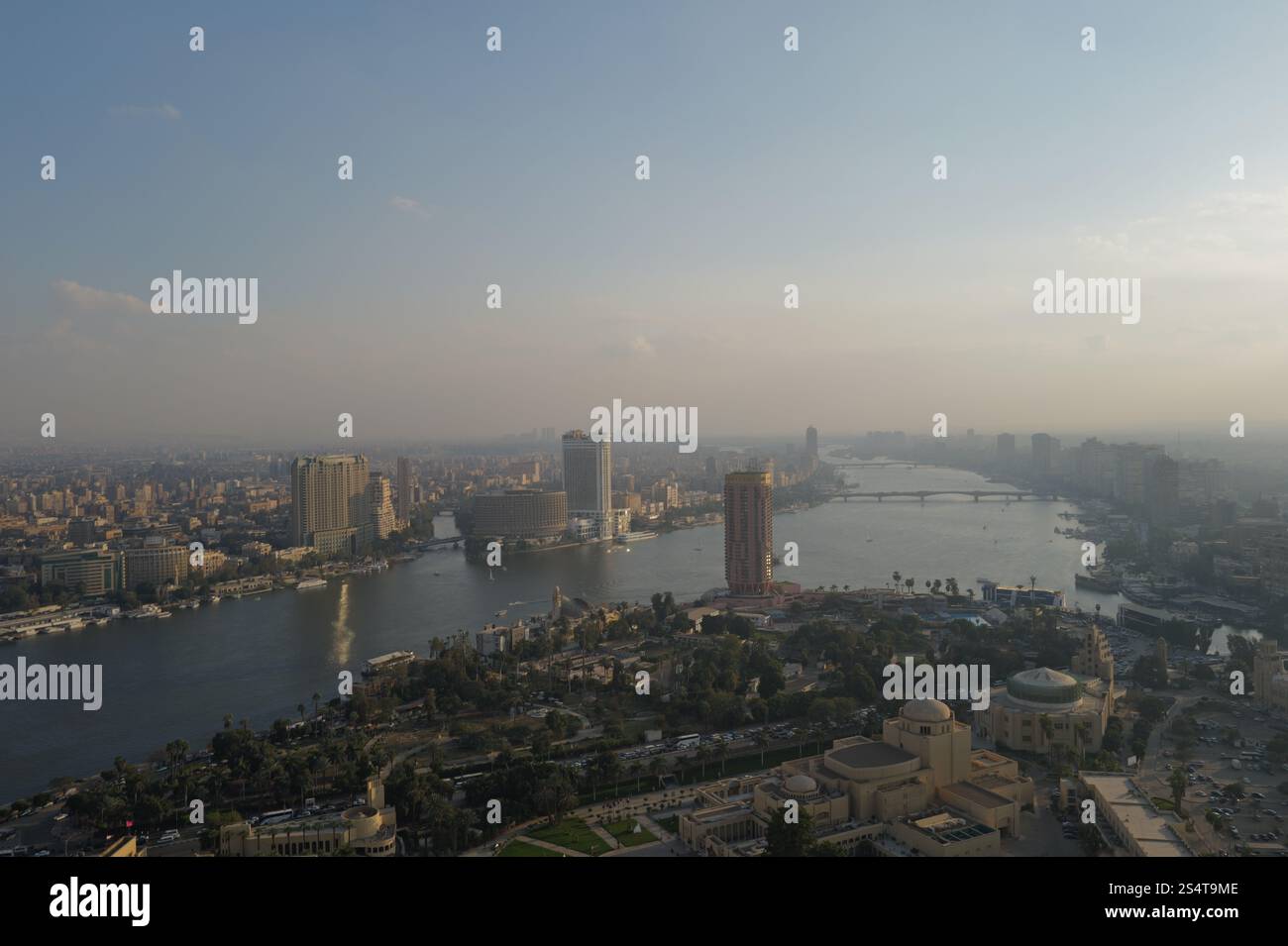 Central Cairo, Egypt (Cairo Tower, Gezira Island, Giza, Nile River ...