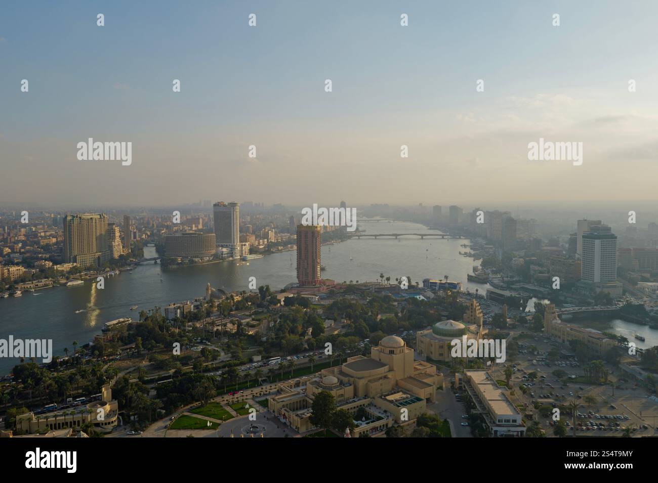 Central Cairo, Egypt (Cairo Tower, Gezira Island, Giza, Nile River ...