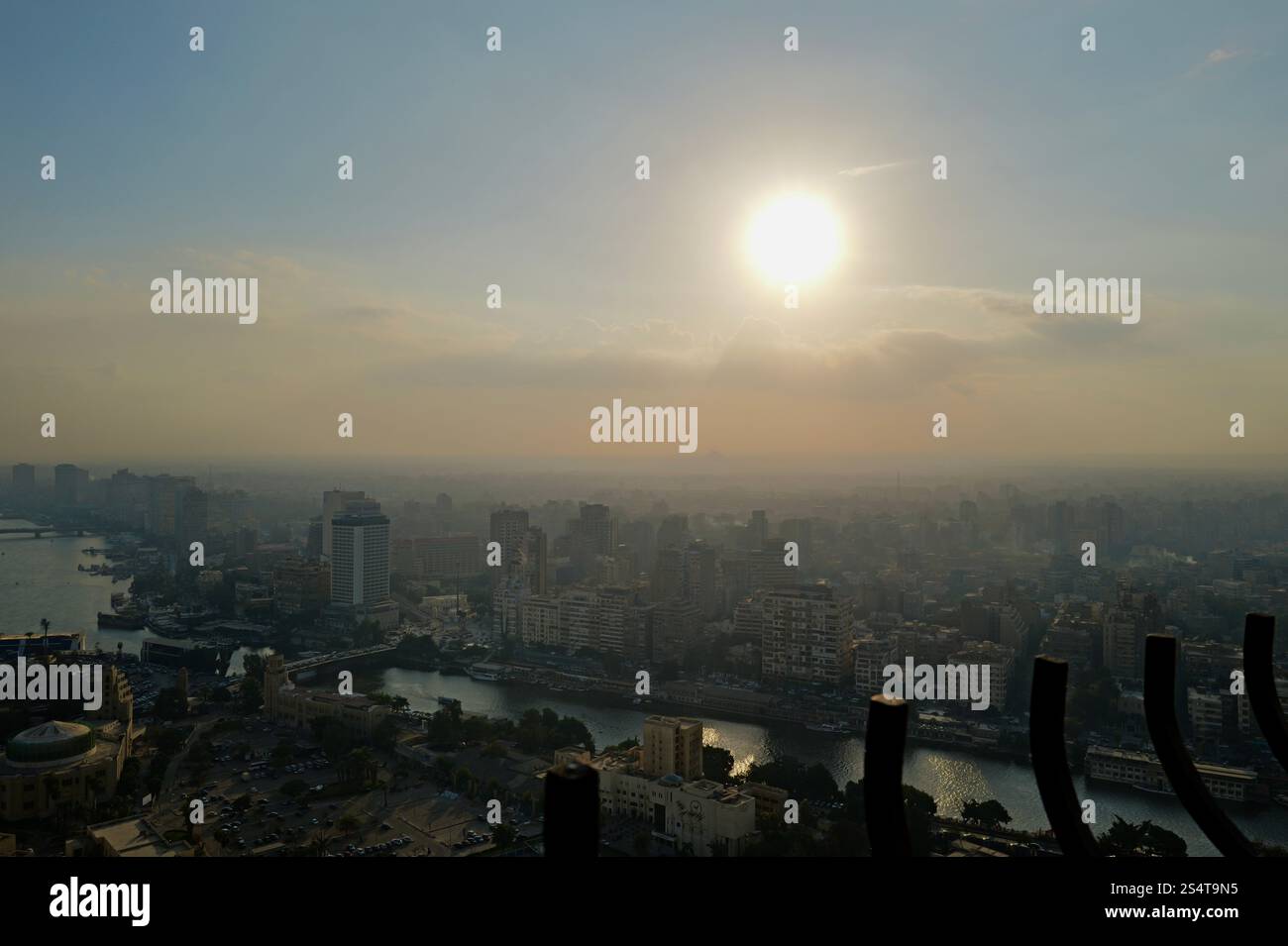 Central Cairo, Egypt (Cairo Tower, Gezira Island, Giza, Nile River ...