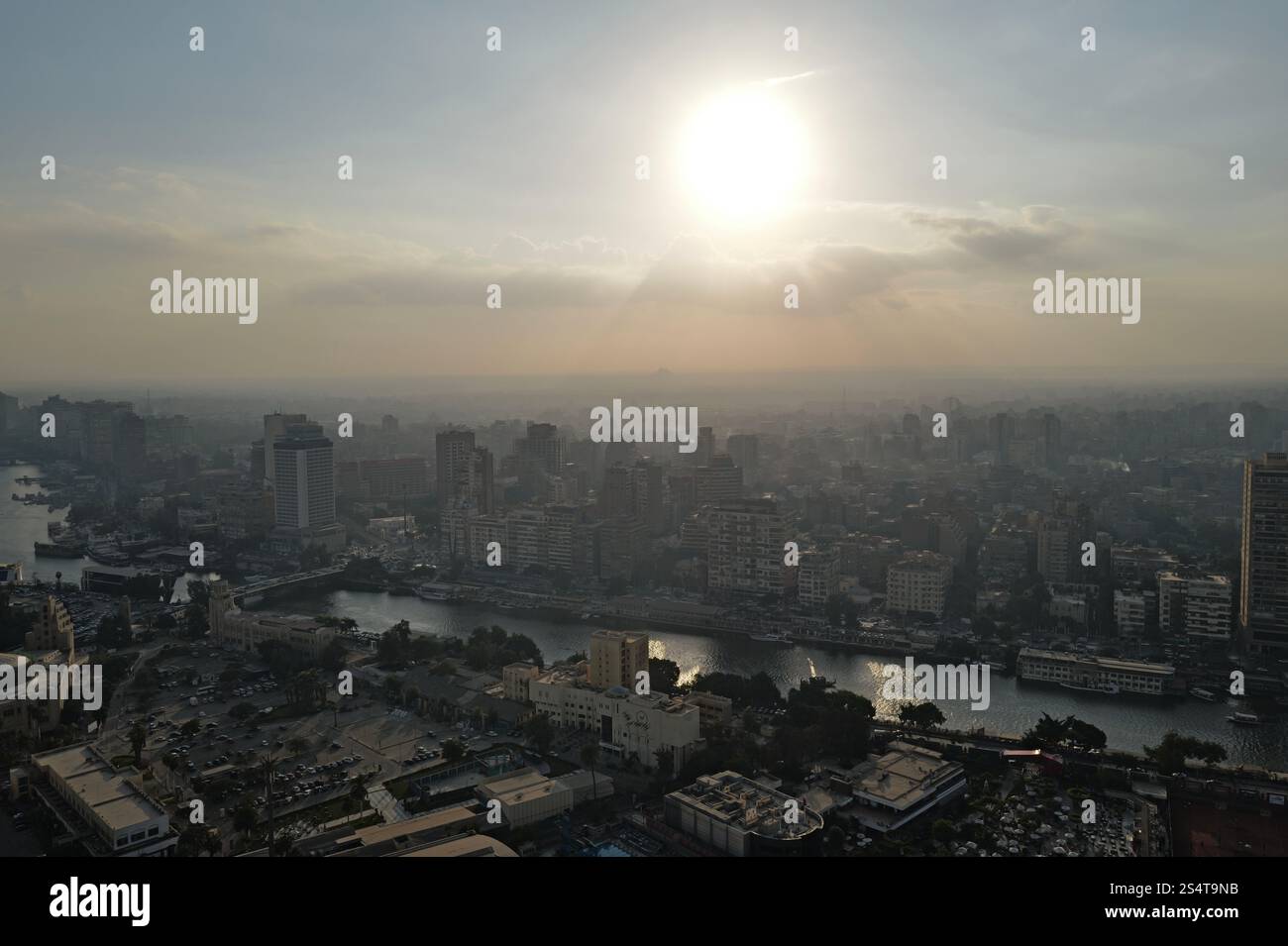 Central Cairo, Egypt (Cairo Tower, Gezira Island, Giza, Nile River ...