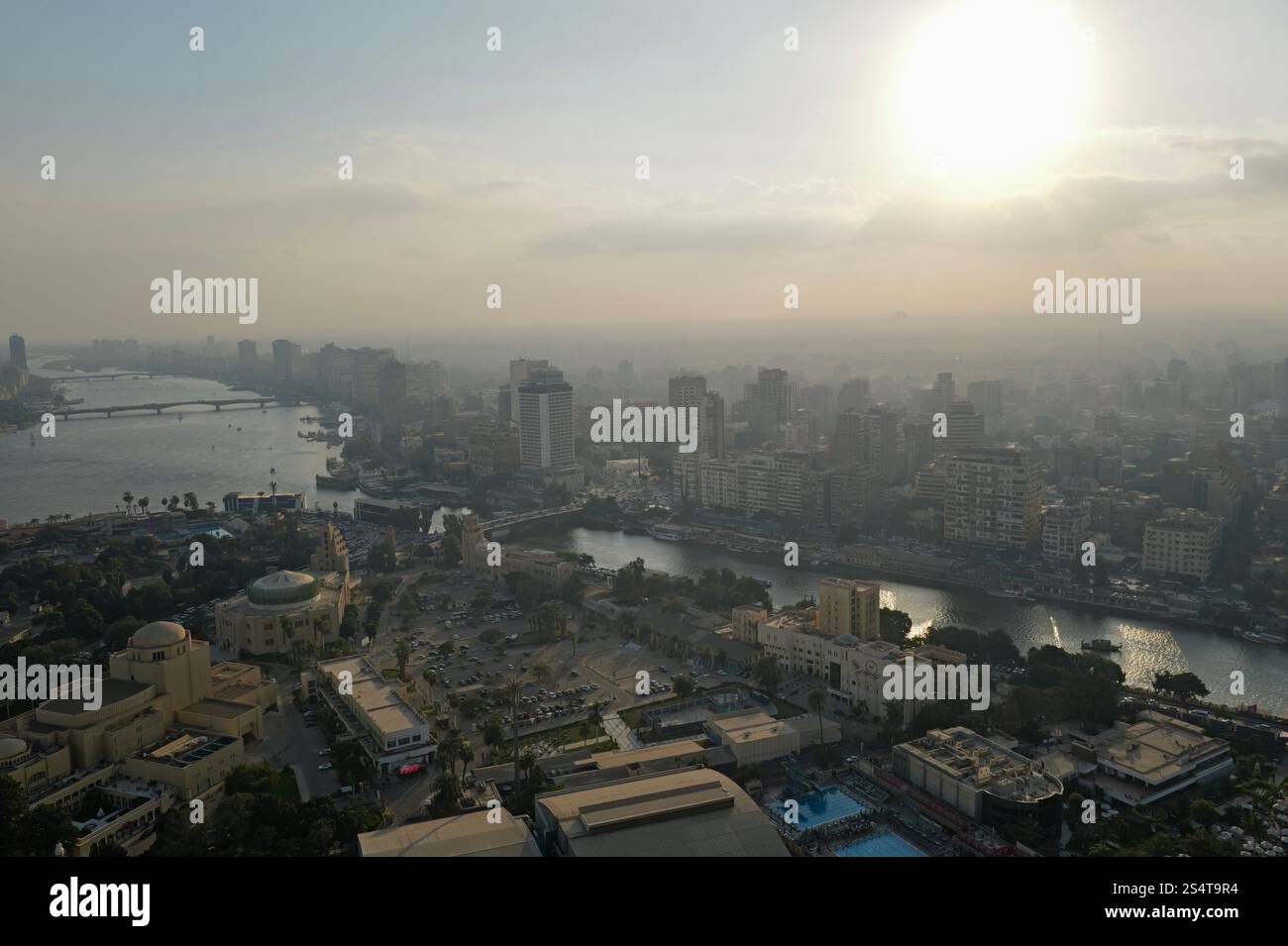 Central Cairo, Egypt (Cairo Tower, Gezira Island, Giza, Nile River ...