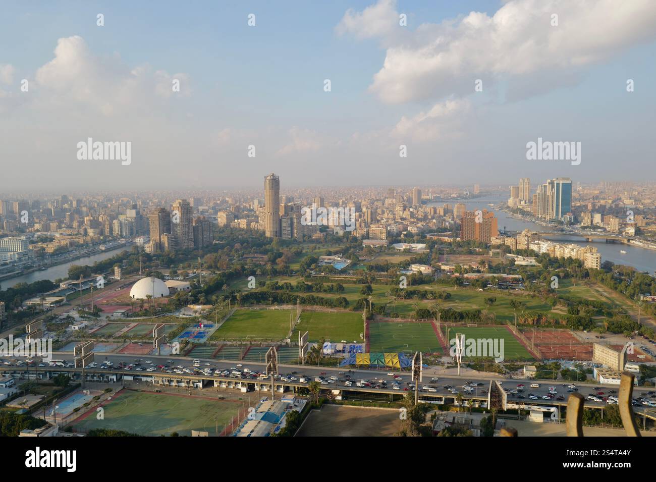 Central Cairo, Egypt (Cairo Tower, Gezira Island, Giza, Nile River ...