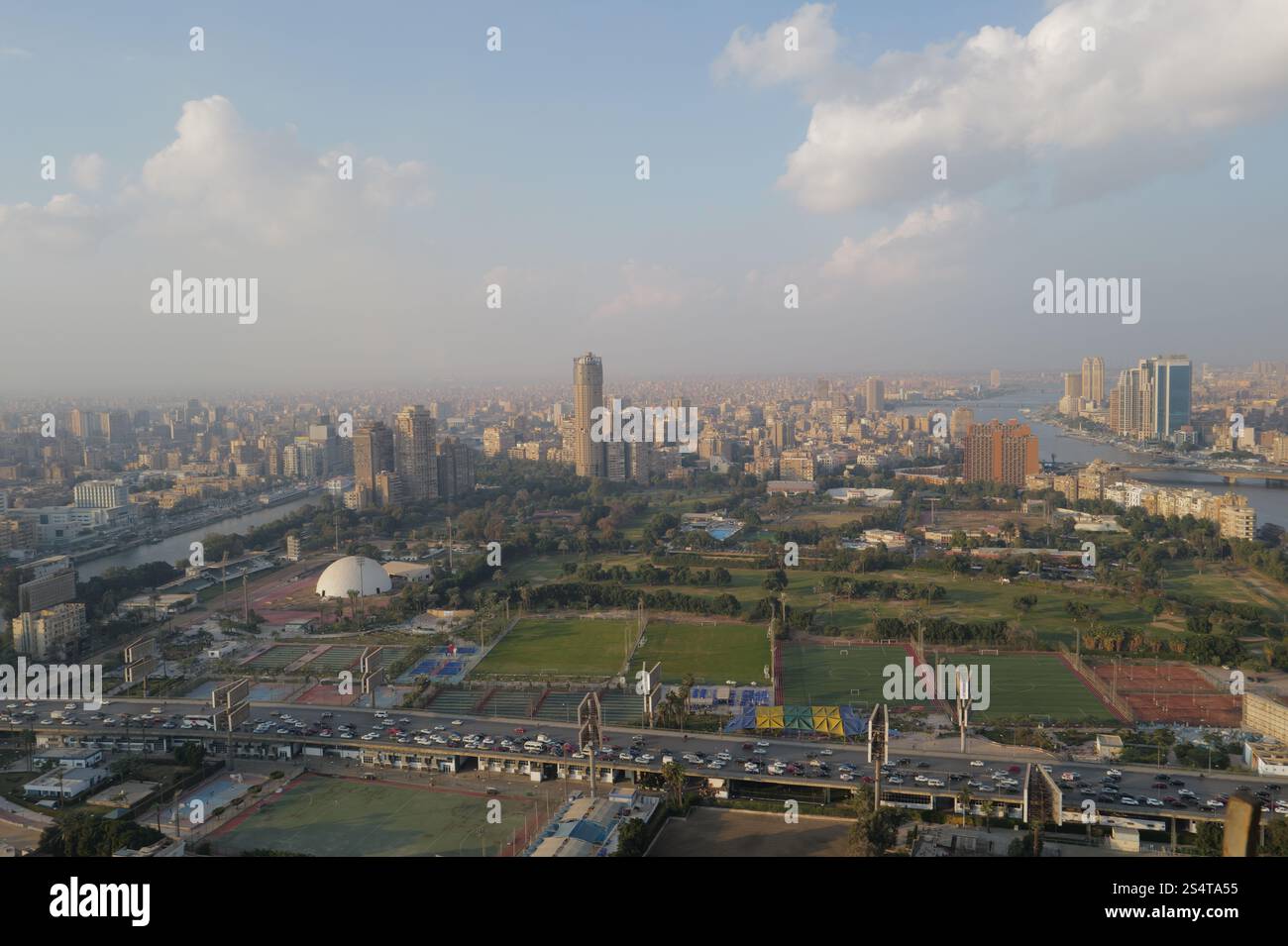 Central Cairo, Egypt (Cairo Tower, Gezira Island, Giza, Nile River ...