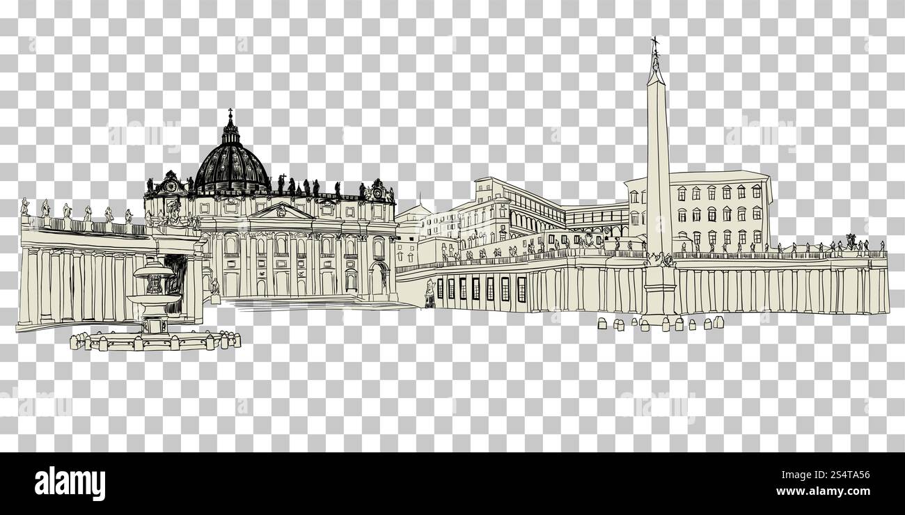 Vatican sketch hand drawn image. Vector illustration Stock Vector Image ...