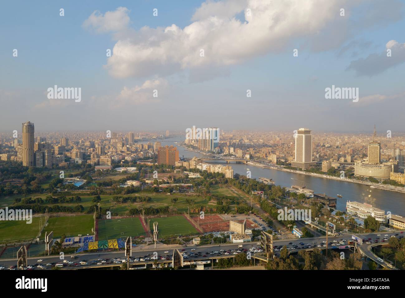 Central Cairo, Egypt (Cairo Tower, Gezira Island, Giza, Nile River ...
