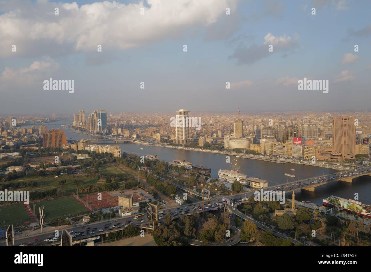 Central Cairo, Egypt (Cairo Tower, Gezira Island, Giza, Nile River ...