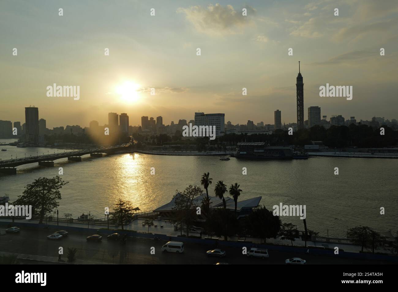 Central Cairo, Egypt (Cairo Tower, Gezira Island, Giza, Nile River ...