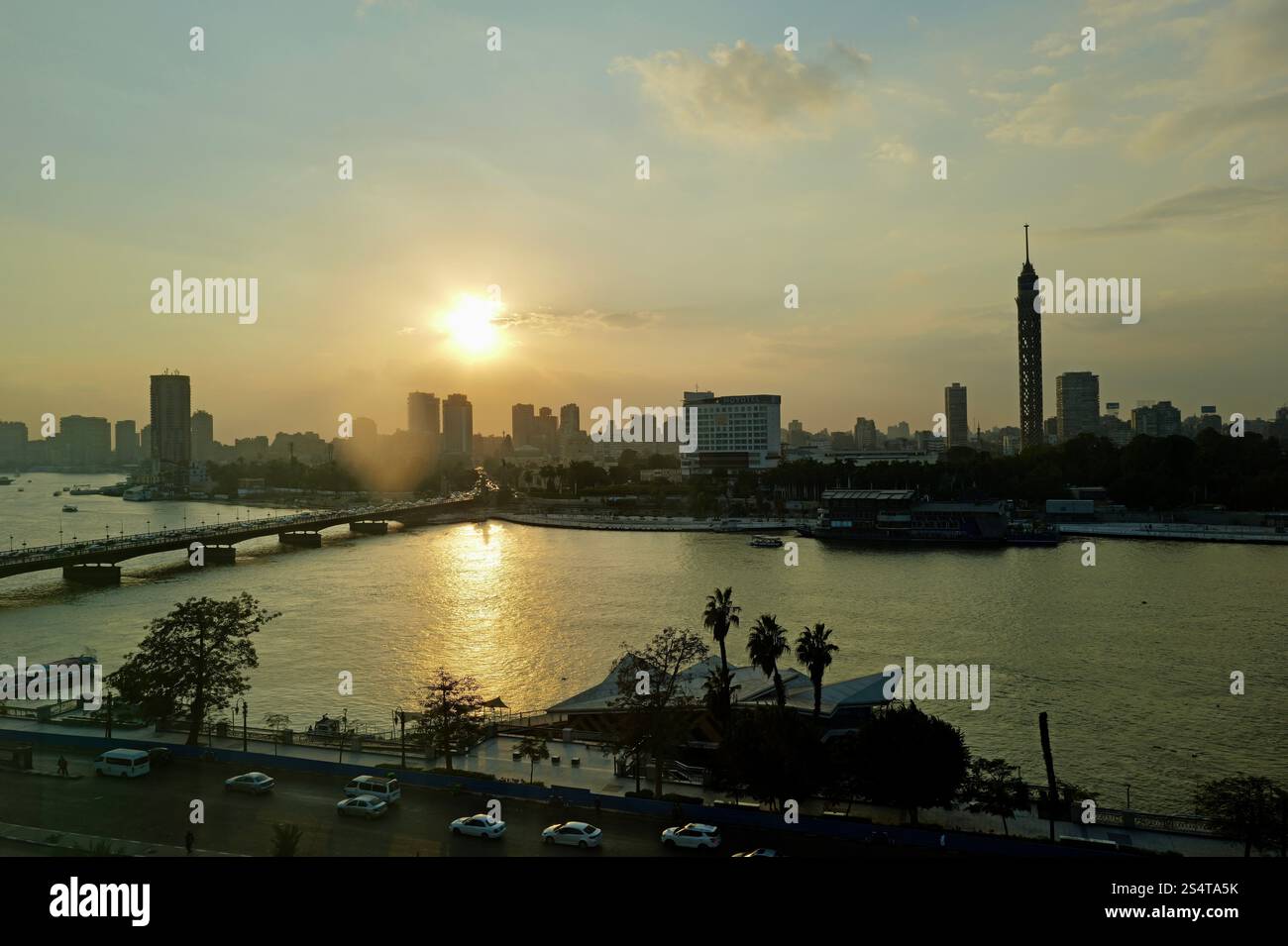 Central Cairo, Egypt (Cairo Tower, Gezira Island, Giza, Nile River ...