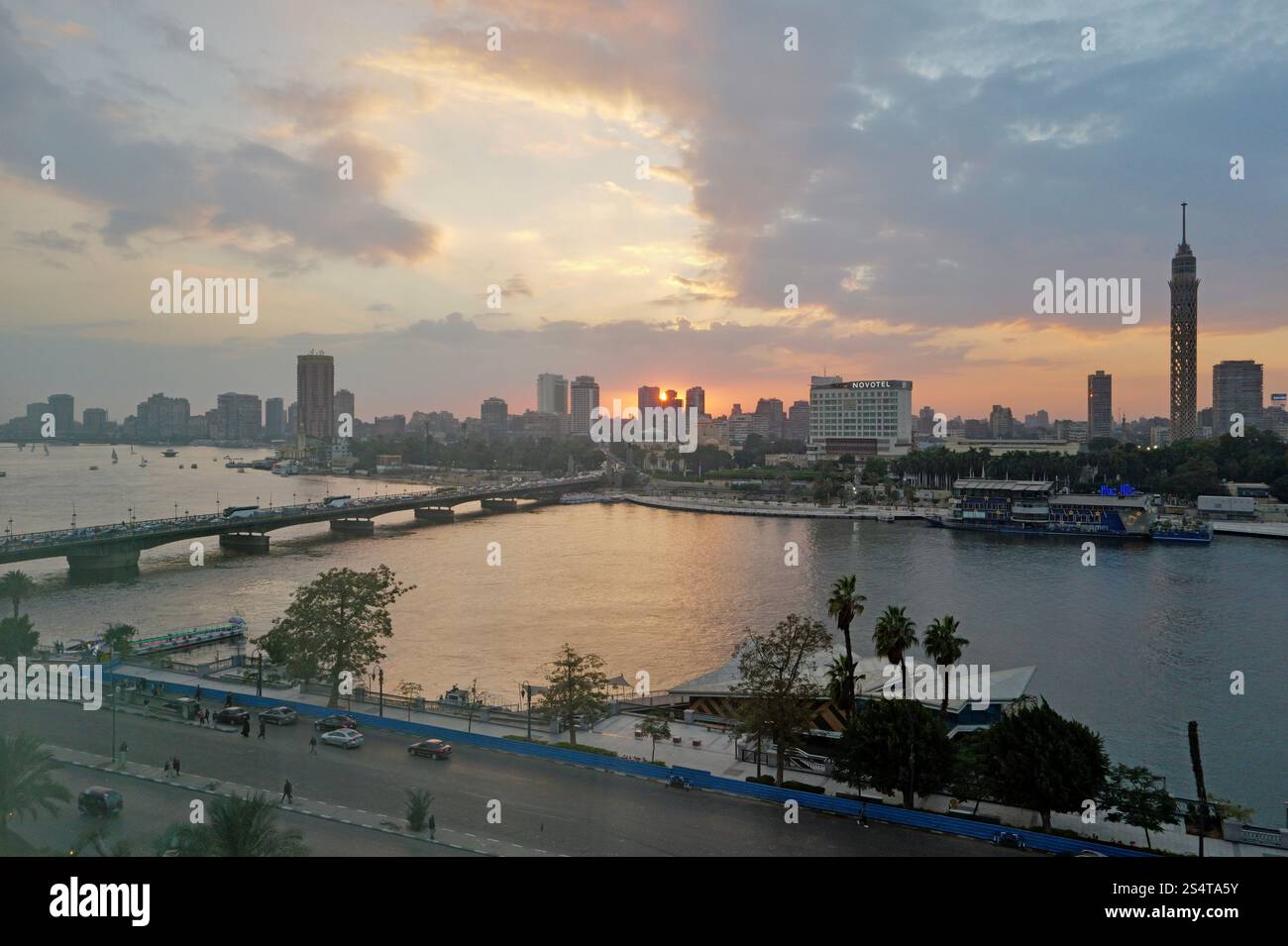 Central Cairo, Egypt (Cairo Tower, Gezira Island, Giza, Nile River ...