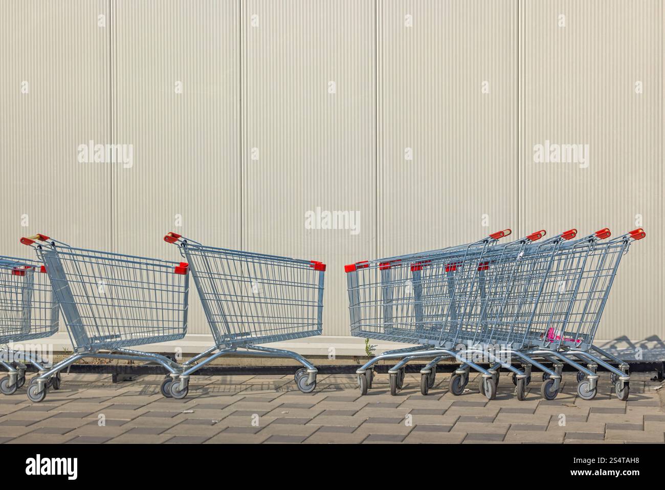 Stainless Steel Shopping Carts at Supermarket Parking Lot Stock Photo ...