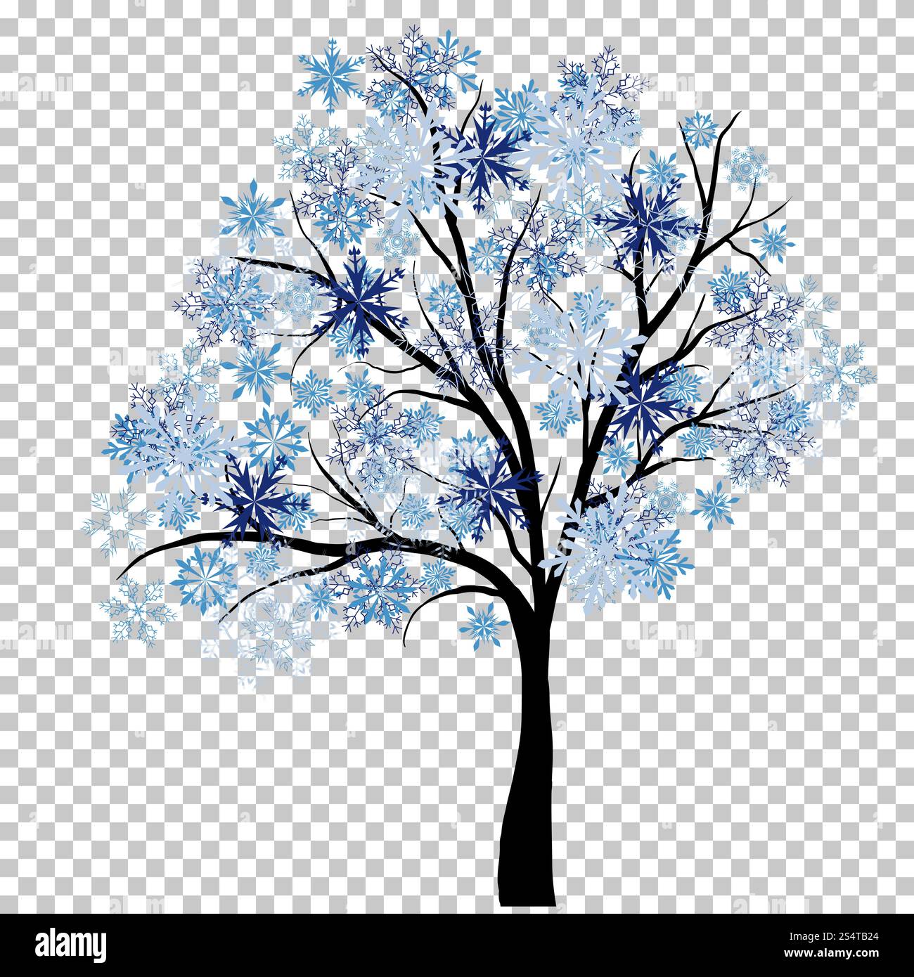 Beautiful winter tree with snowflakes leaves. Vector illustration Stock ...