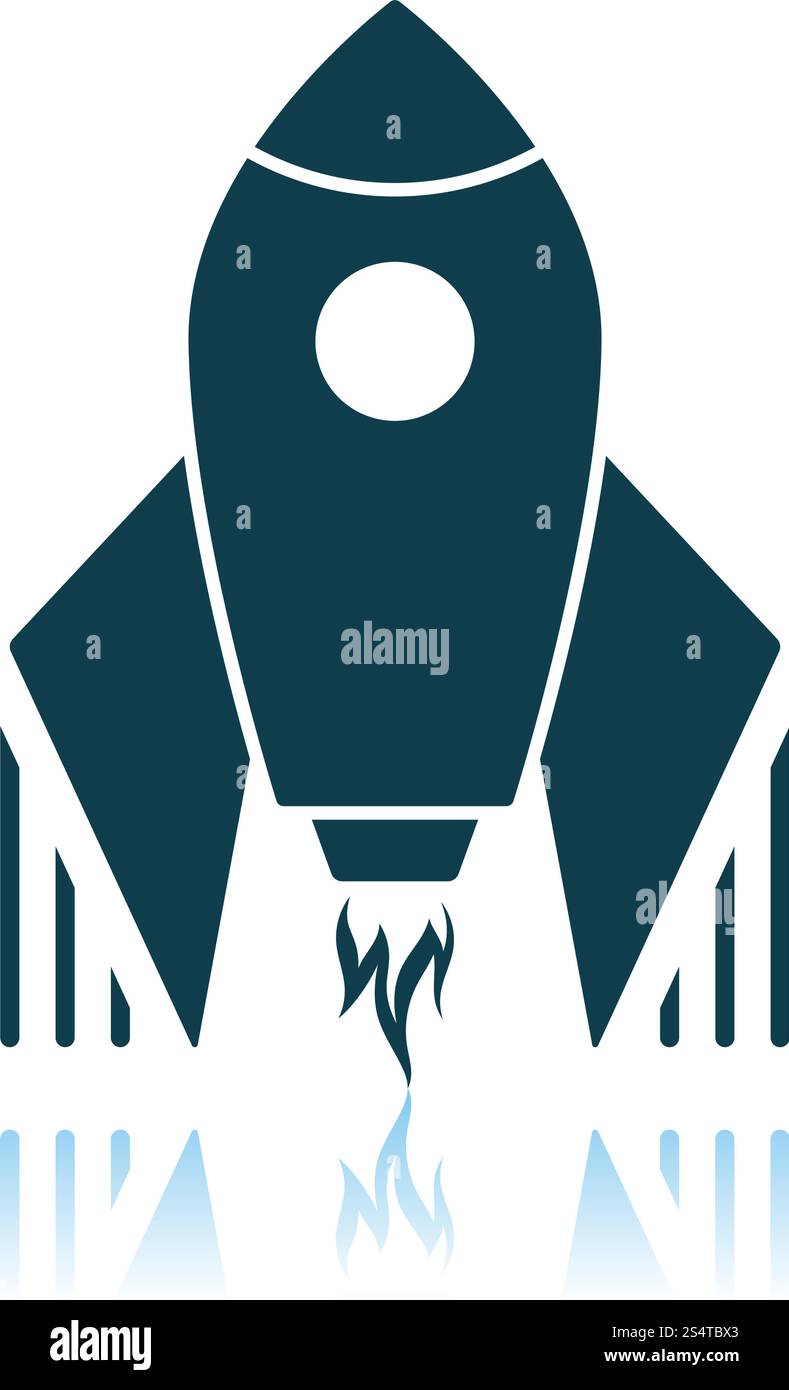 Startup Rocket Icon. Shadow Reflection Design. Vector Illustration ...