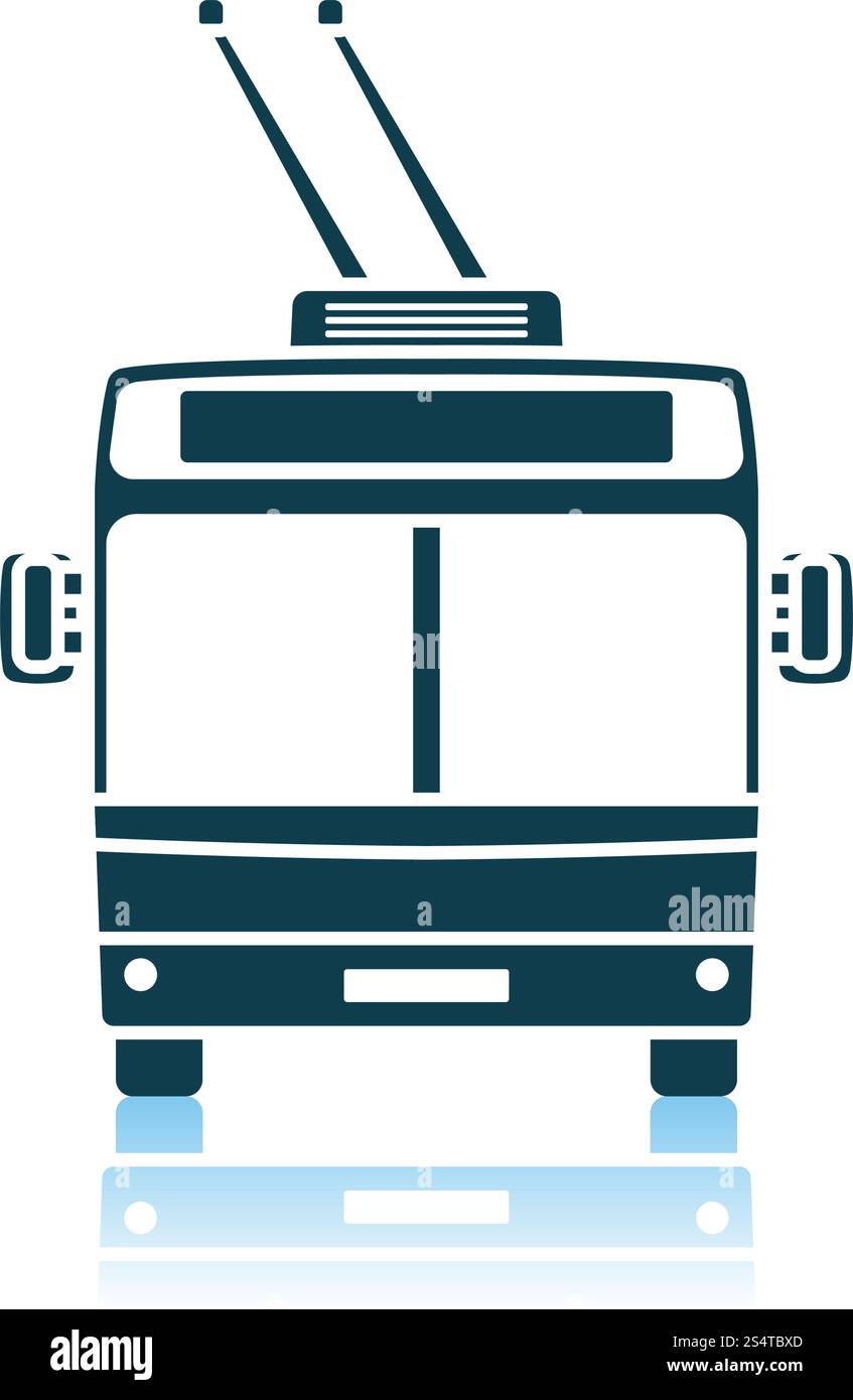 Trolleybus Icon Front View. Shadow Reflection Design. Vector ...