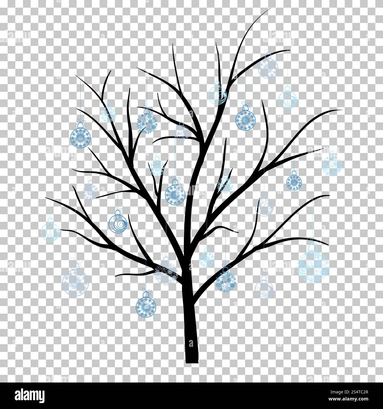 Beautiful winter tree with snowflakes leaves. Vector illustration Stock ...