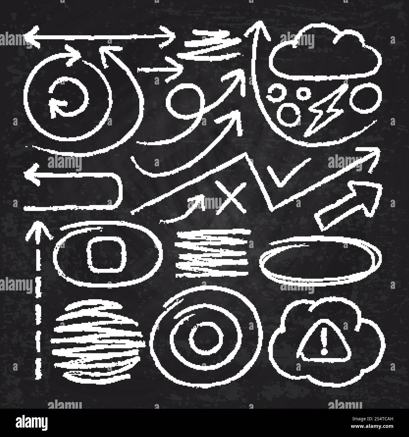 Doodle white arrows and chalk design stroke scribble elements. Sketch ...
