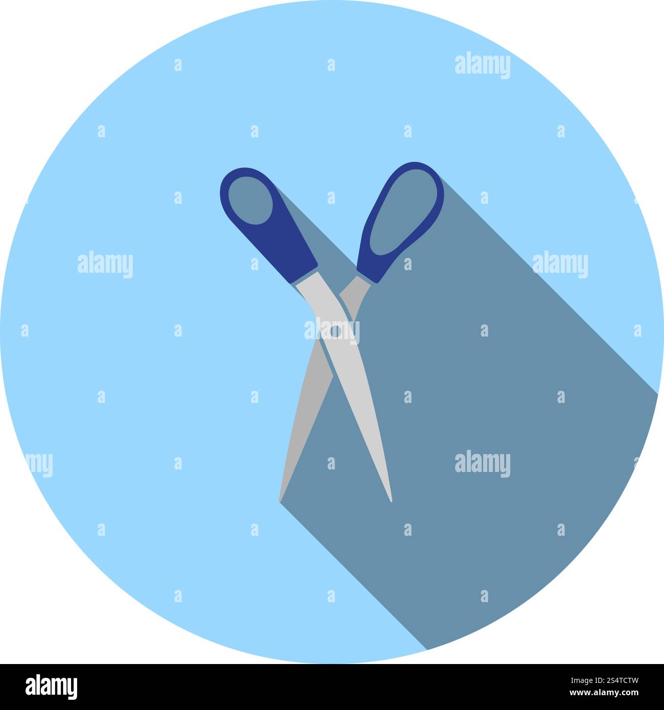 Tailor Scissor Icon. Flat Circle Stencil Design With Long Shadow ...