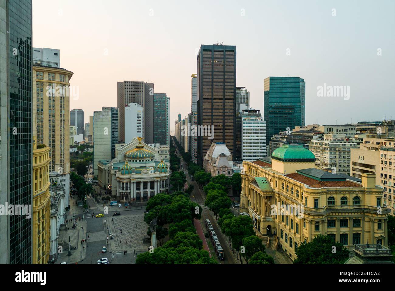 Aerial View of Rio de Janeiro Downtown With Municipal Theater Stock ...