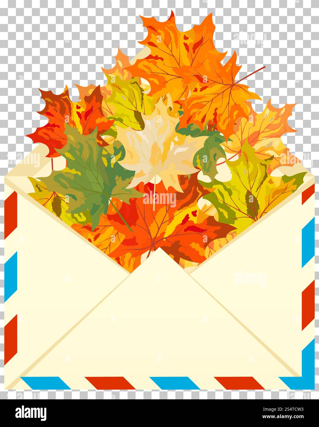 Autumn maple tree leaves with envelope. Vector illustration Stock ...
