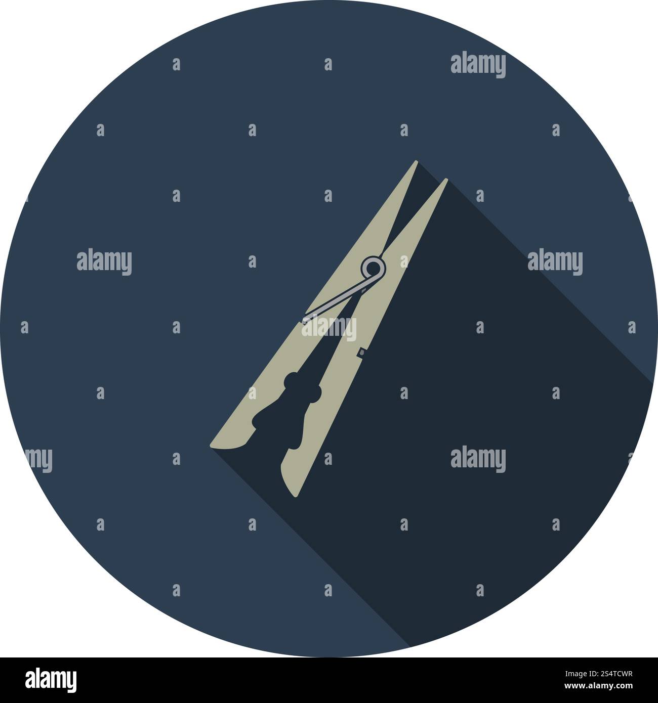 Cloth Peg Icon. Flat Circle Stencil Design With Long Shadow. Vector ...