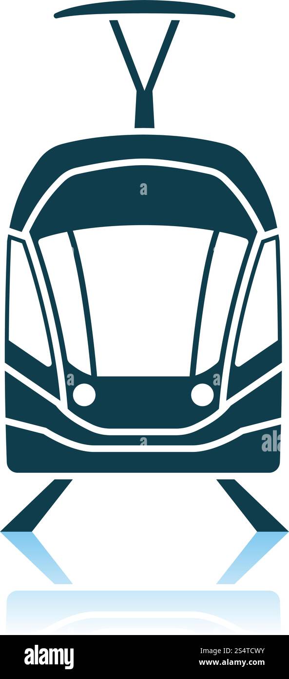 Tram Icon Front View. Shadow Reflection Design. Vector Illustration ...