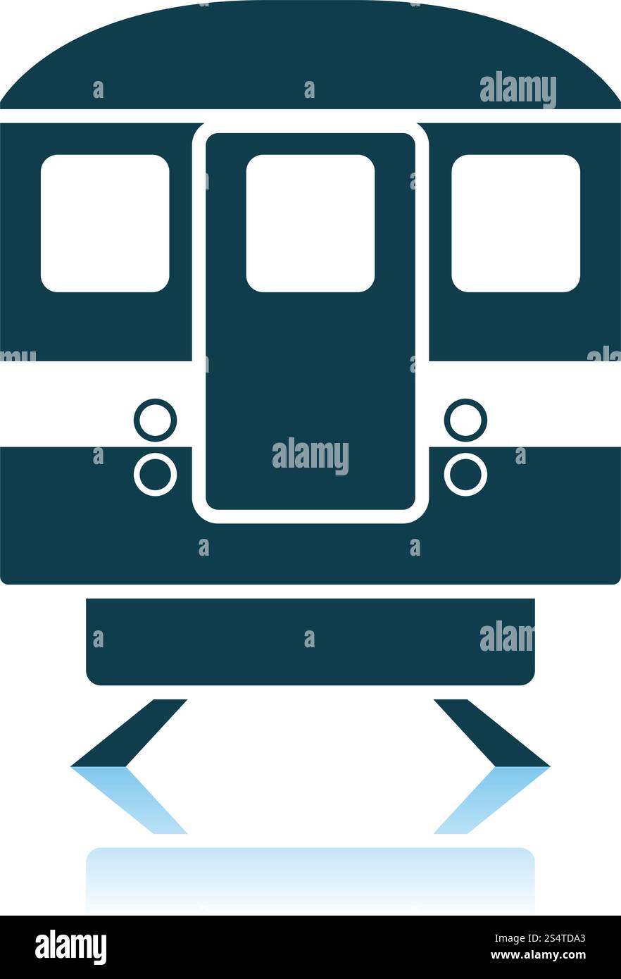 Subway Train Icon Front View. Shadow Reflection Design. Vector ...