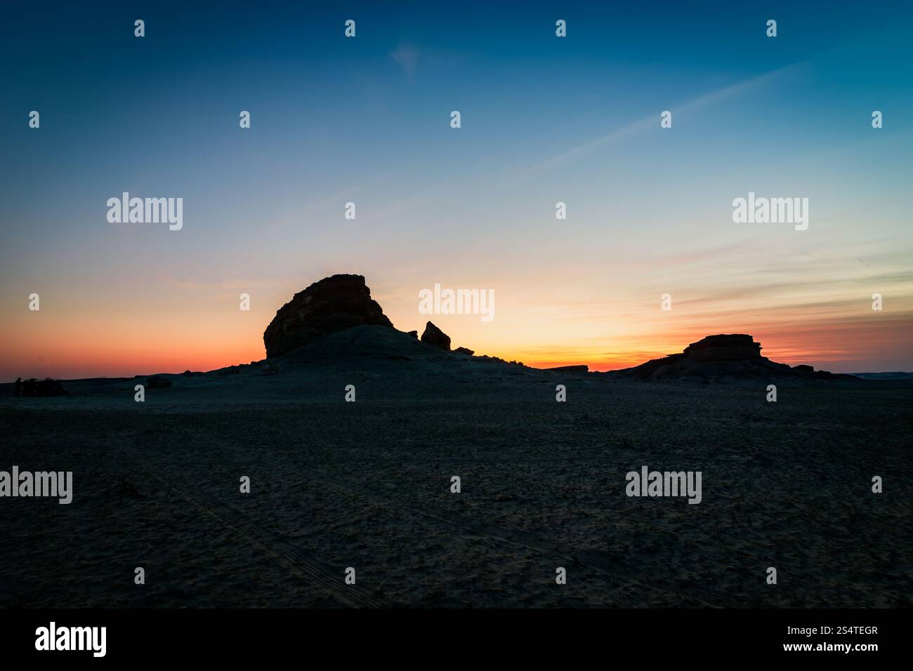 Beautiful Sunset landscape view in Al Sarar desert . Saudi Arabia Stock ...