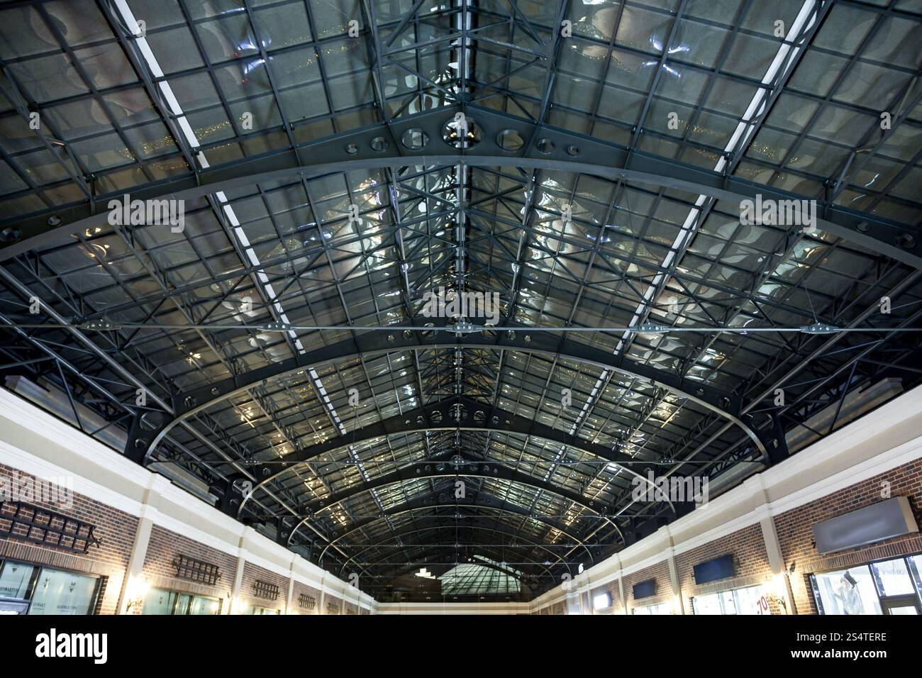 Long glass dome at night Stock Photo - Alamy